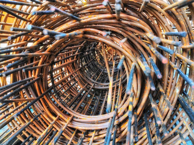 Rust Steel Bar Roll Up Circle Using for Building. Stock Image - Image ...