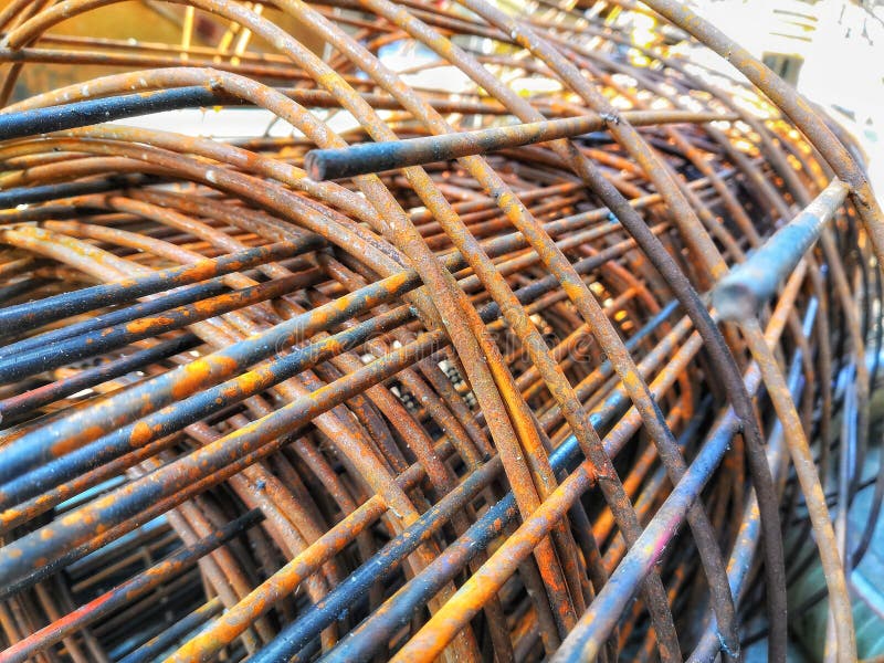 Rust Steel Bar Roll Up Circle Using for Building. Stock Image - Image ...