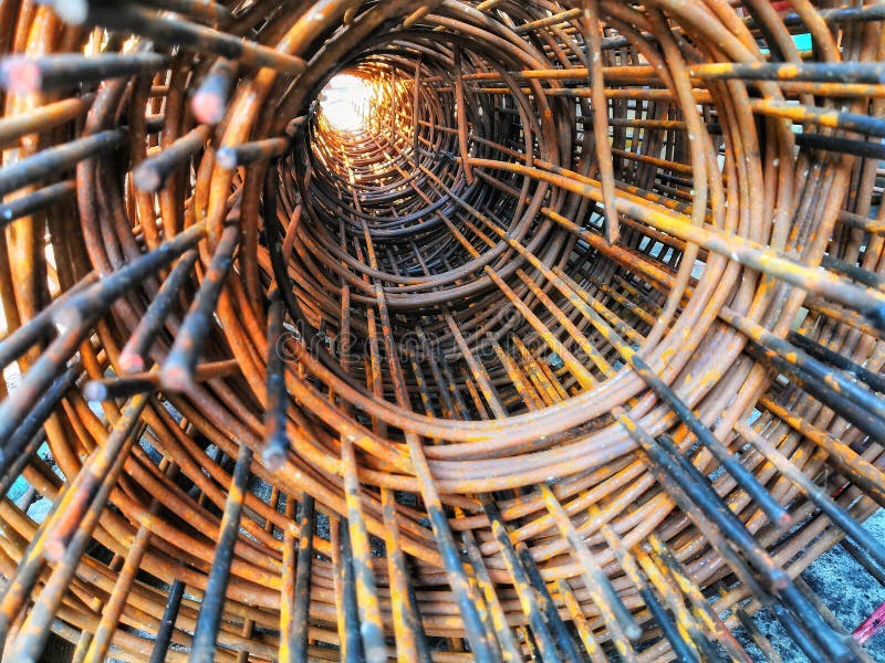 Rust Steel Bar Roll Up Circle Using for Building. Stock Image - Image ...