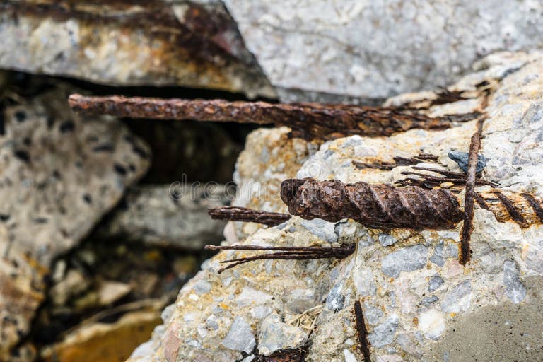 Rust Steel Bars Protruding from Broken Concrete Stock Photo - Image of ...