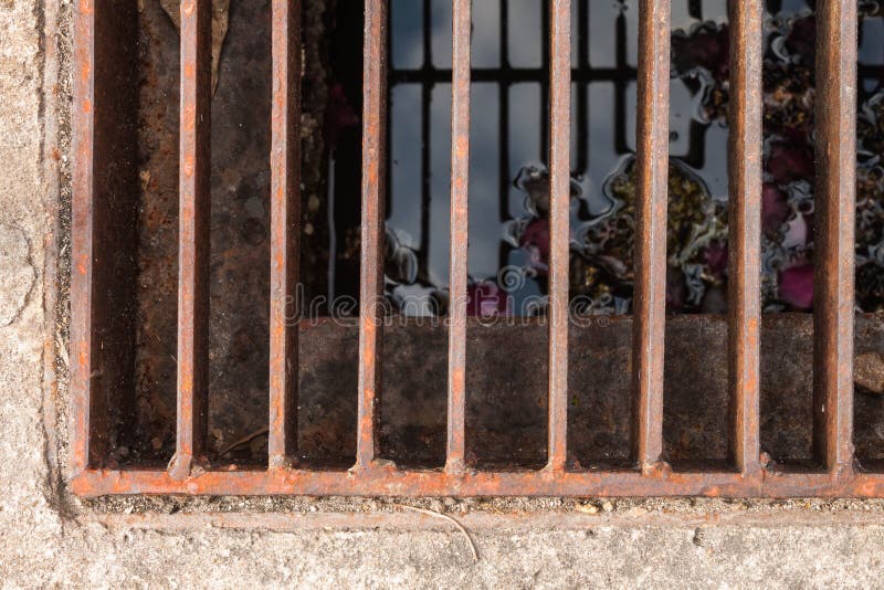 Rust Steel Grating Sewage Gate Stock Image - Image of road, drain: 73430139