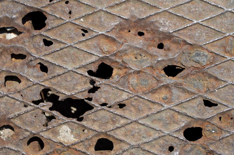 Rust on Steel Panel with Holes Stock Photo - Image of iron, industry ...