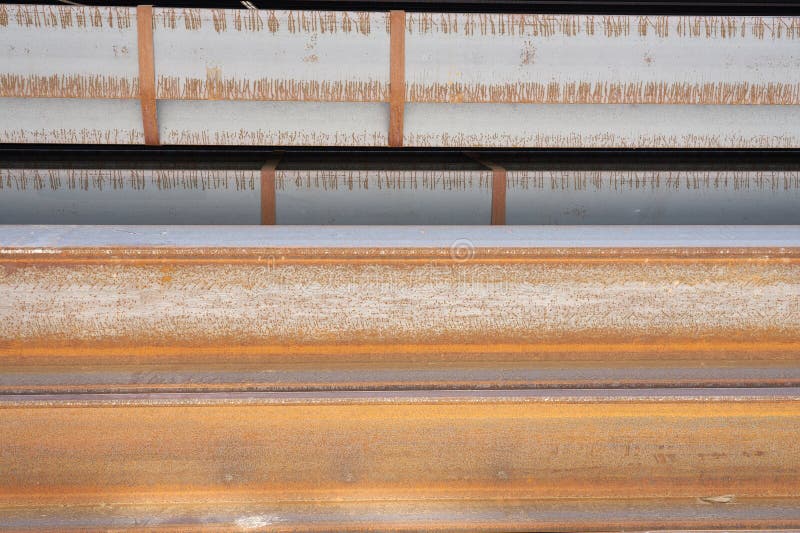 Rust Steel Piles at a Construction Site As a Background. Stock Photo ...