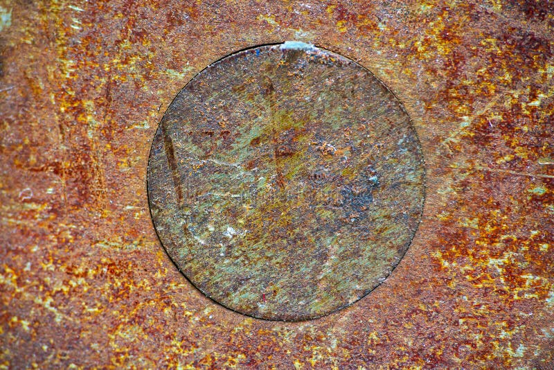 Rust Steel Texture Background with Circle in Middle. Corrosive Damage ...