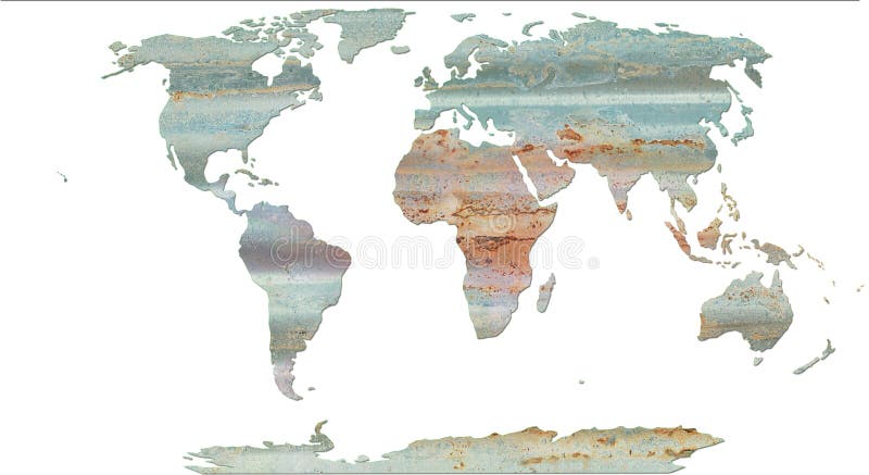 Rust texture on world map stock illustration. Illustration of effect ...