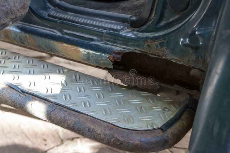 Hole in the Threshold of an Old Car Stock Image - Image of corrosion ...