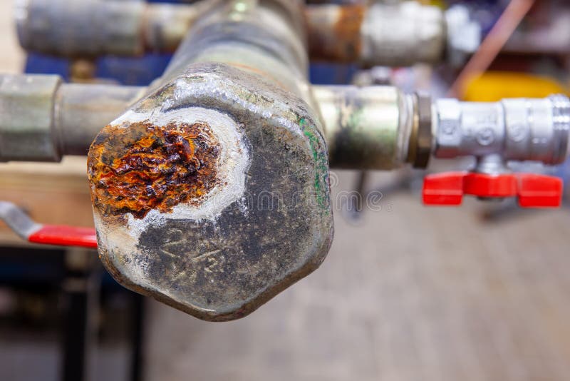 Rust Water Storage Tank on the Roof of the House. Stock Image - Image ...