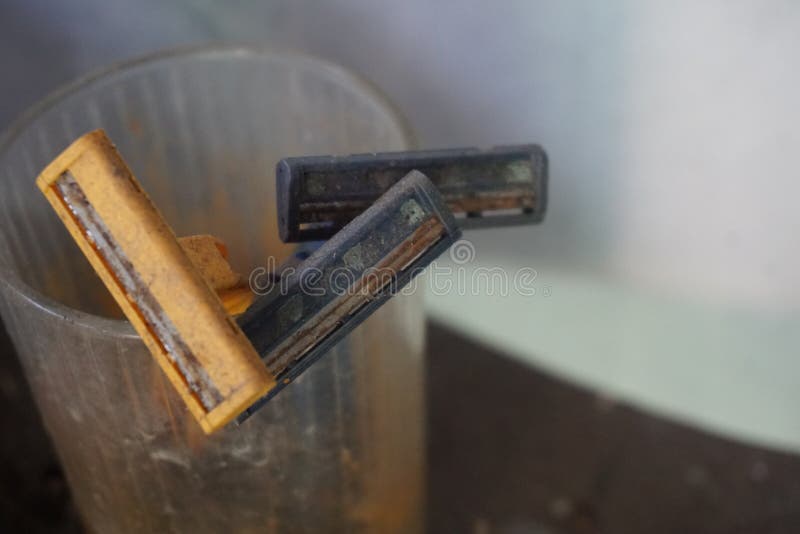 Rust Yellow and Black Used Plastic Shavers Razor Stock Photo - Image of ...