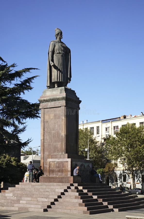 Rustaveli Monument on Rustaveli Square in Tbilisi. Georgia Editorial ...