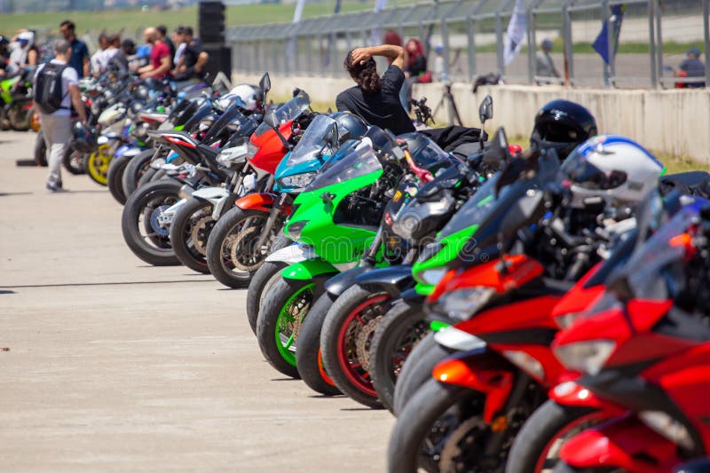 Rustavi, Georgia - 02 June, 2024: a Row of Parked Motorcycles Editorial ...