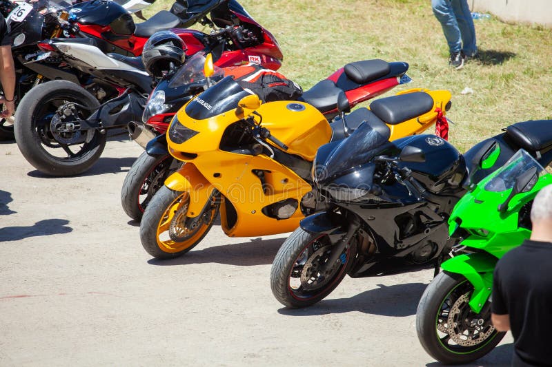 Rustavi, Georgia - 02 June, 2024: a Row of Parked Motorcycles Editorial ...