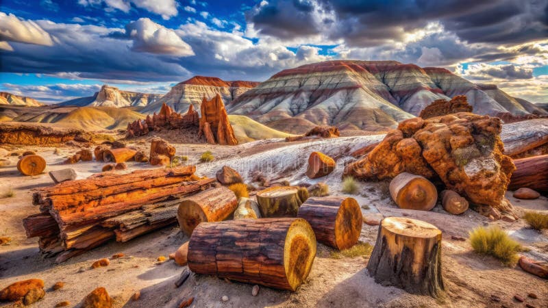 RustColored Rocks and Fossilized Tree Trunks a Surreal Journey through ...