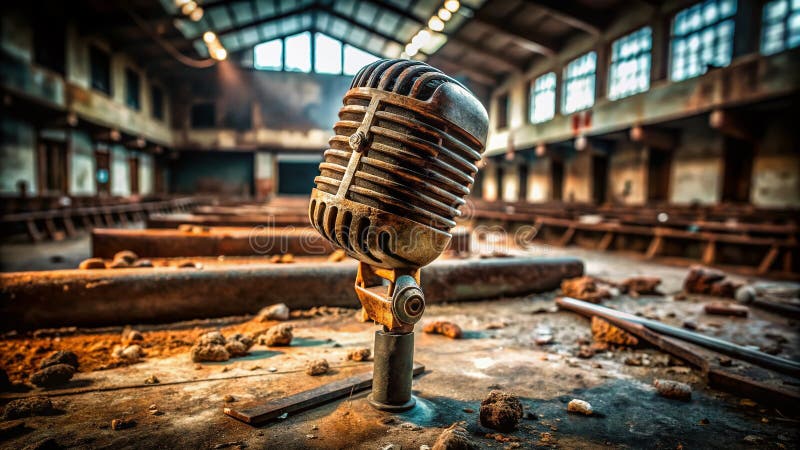RustCovered Microphone on an Abandoned Concert Stage Urban Exploration ...