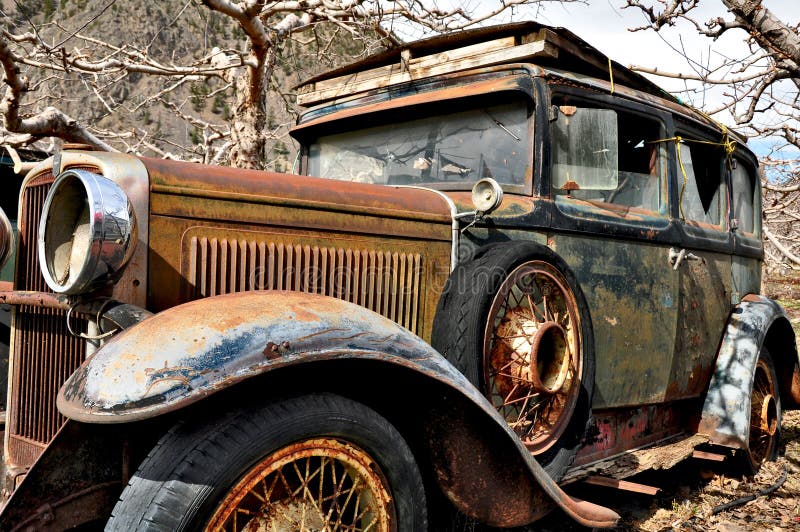 Rusted Abandoned Antique Car Stock Photo - Image of neglected, classic ...