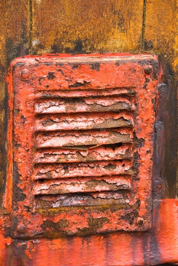A Rusted Air Vention is Shown on the Side of a Train Stock Photo ...