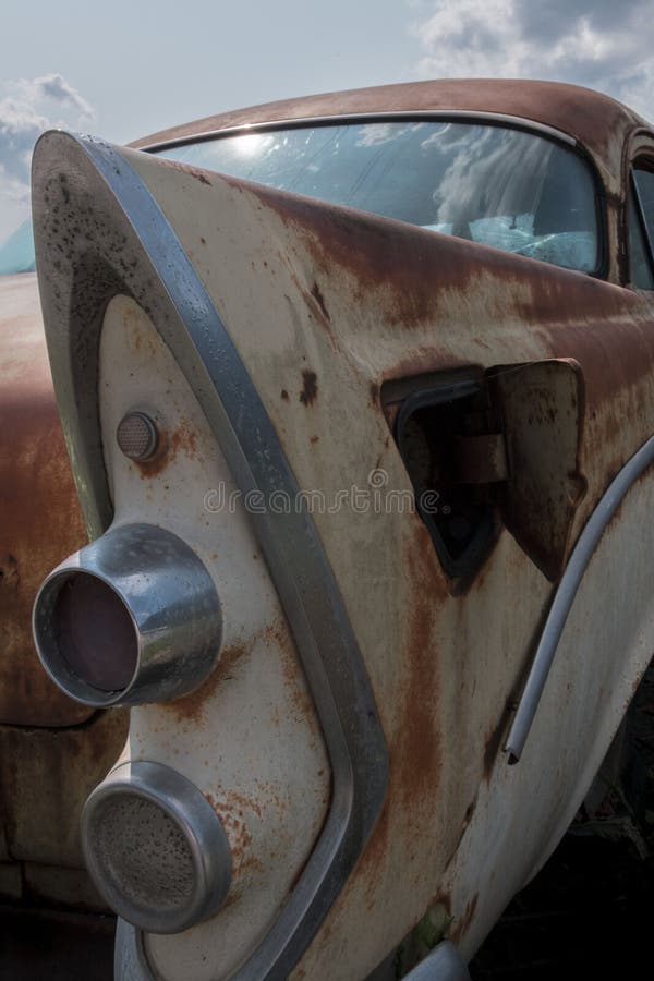 Rusted American Car with Distinctive Fin Stock Photo - Image of view ...