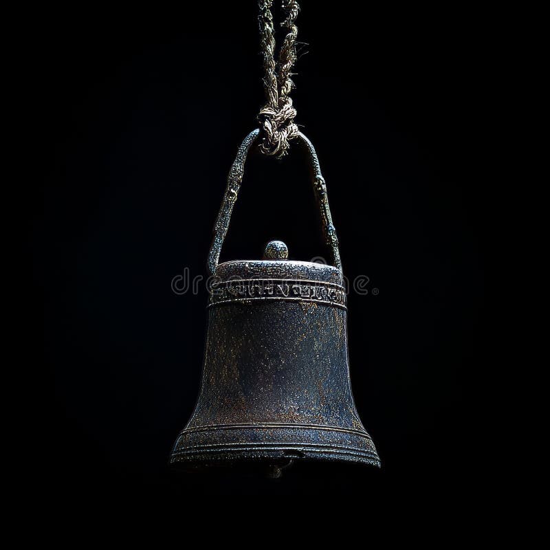 Rusted Antique Bell Suspended Atop a Dark Background Stock Photo ...