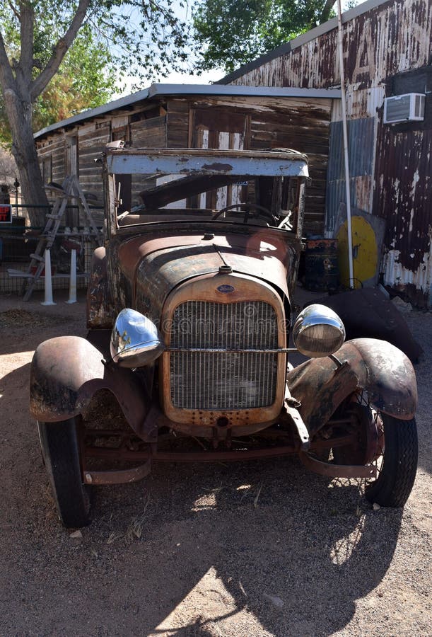 Rusted Antique Car in the Sun Outside of Hackberry General Store ...