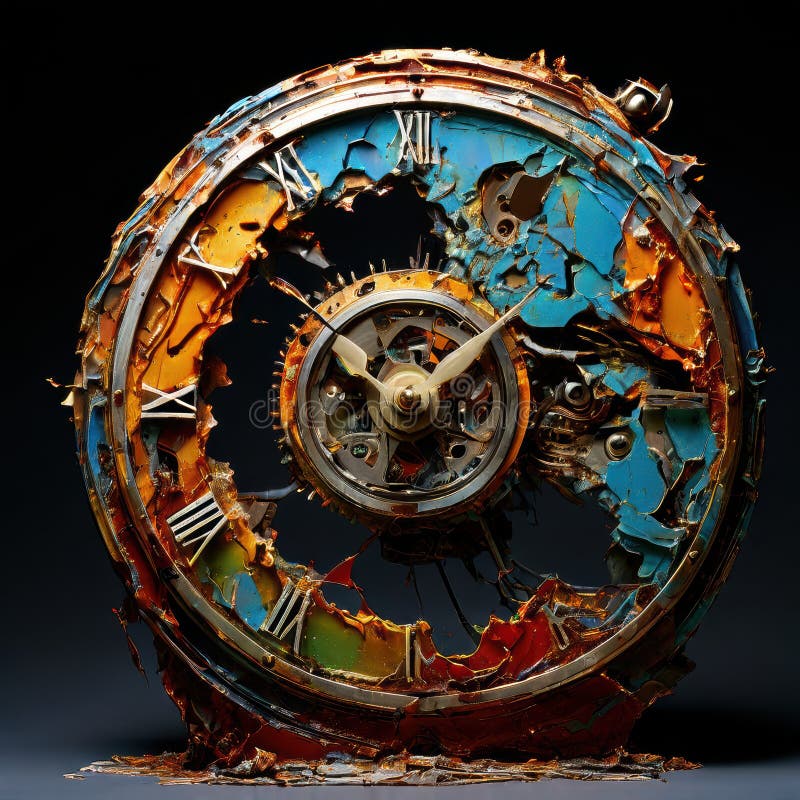 Rusted Antique Clock with a Decayed Metallic Frame Stock Image - Image ...