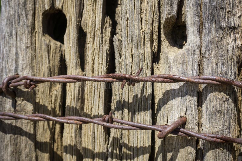 Rusted Barbed Wire Fence stock image. Image of barrier - 54747571