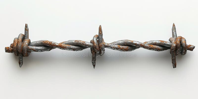 Rusted Barbed Wire Laying on a Flat Surface in a Neutral Background ...