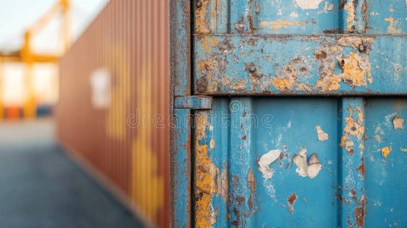 Rusted Blue Shipping Container Corner Detail Stock Illustration ...