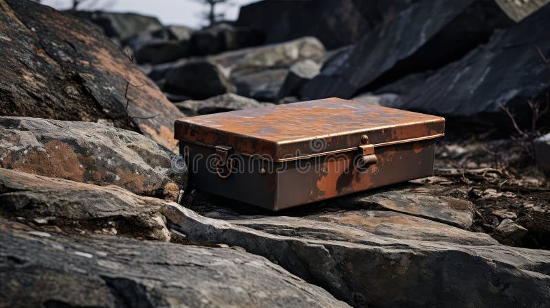 Rusted box at angle stock illustration. Illustration of metal - 369083213