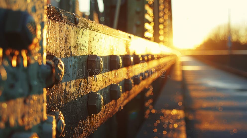 Rusted Bridge Railing at Sunset. Stock Photo - Image of evening ...