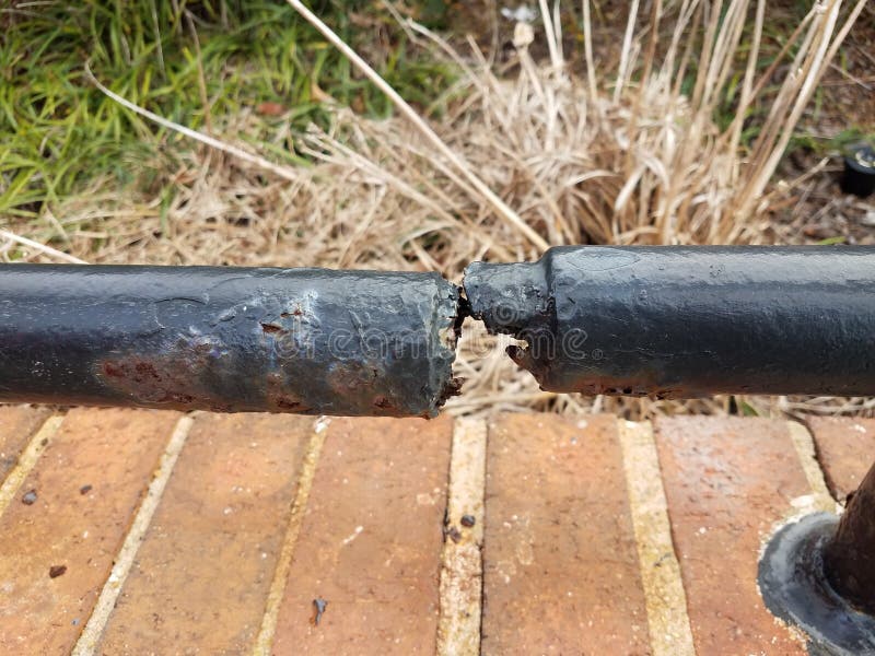 Rusted and Broken Iron Metal Railing or Pipe Stock Image - Image of ...