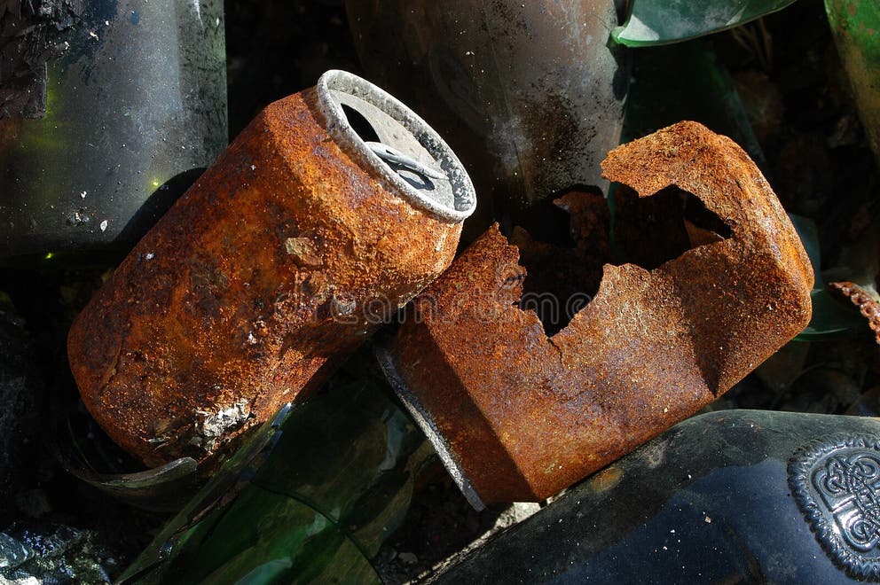 Rusted cans stock photo. Image of broken, bottles, burned - 66606894