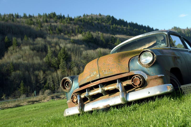 Rusted Car stock image. Image of farm, auto, blue, parked - 2169583
