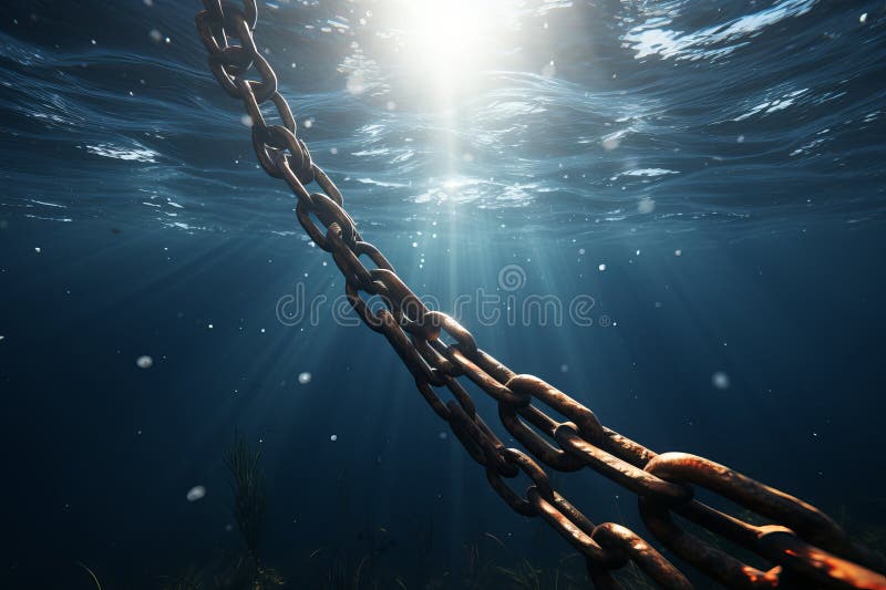 Beneath the Surface a Rusted Chain Glimmers in the Ocean S Depths ...