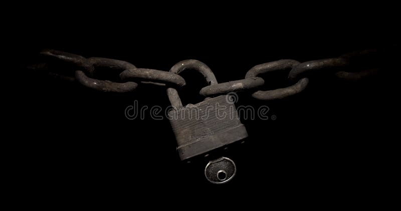 Rusted Chain Held Tight by a Lock and Some Turning the Key To Unlock ...