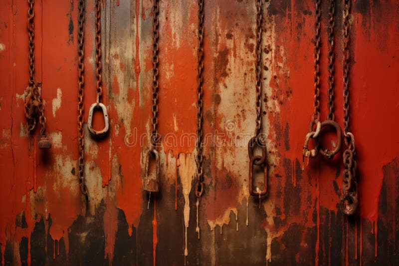 Rusted Chains Hanging from a Wall Stock Illustration - Illustration of ...