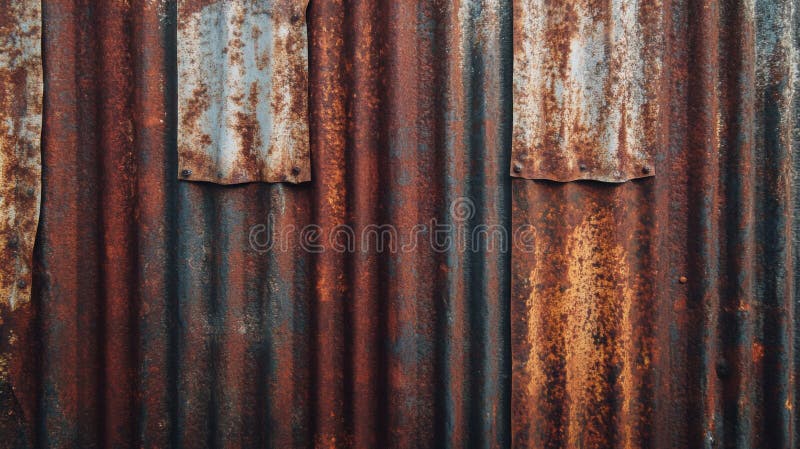 Rusted Corrugated Metal Sheet with Horizontal Panels Stock Illustration ...