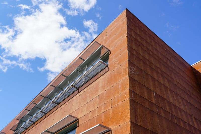 Rusted Corten Steel Panels Cladding Facade of a Modern Design House ...