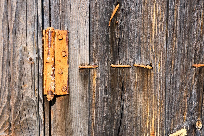 Rusted Door Hinge on a Rustic Door Stock Image - Image of industry ...