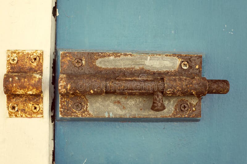 Rusted Door Lock stock photo. Image of blue, bolt, detail - 80030346