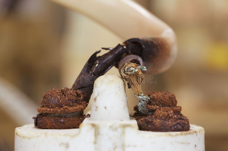Rusted Electrical Contact and Burnt Wire Stock Photo - Image of black ...