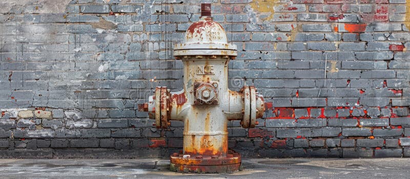 Rusted Fire Hydrant Against Brick Wall Stock Image - Image of vintage ...