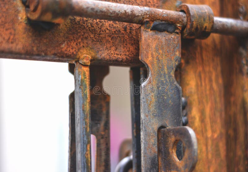 A Rusted Gate with a Handle Lock Stock Image - Image of isolated, iron ...