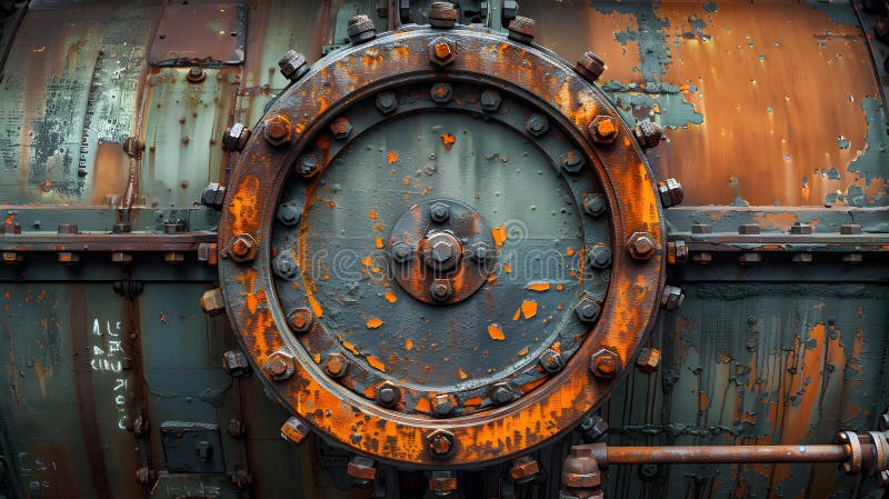Rusted Grunge Metal Tank in Symmetrical Industrial Setting Stock ...