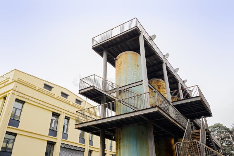 Rusted Industrial Tanks in Blue Sky Stock Image - Image of rusty ...