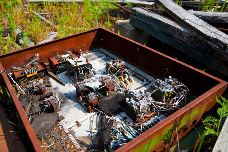 Rusted Interior of Broken Computer Machine Equipment in Daylight Stock ...