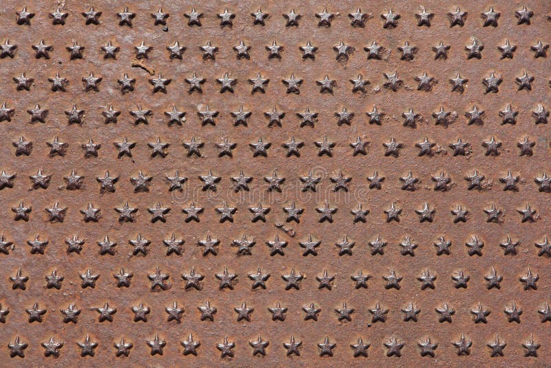 Rusted Iron Cast Panel Covered with Five-pointed Stars Pattern. Stock Image - Image of material ...