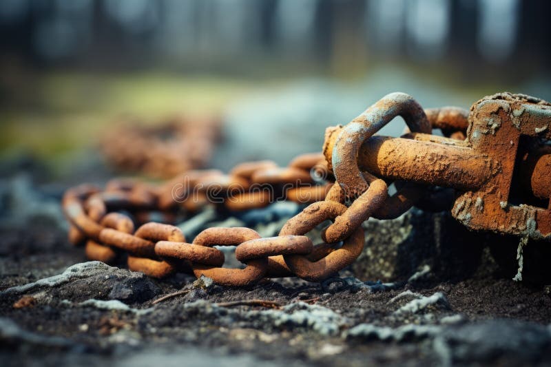 A Rusted Iron Chain with a Broken Link Stock Image - Image of metal ...