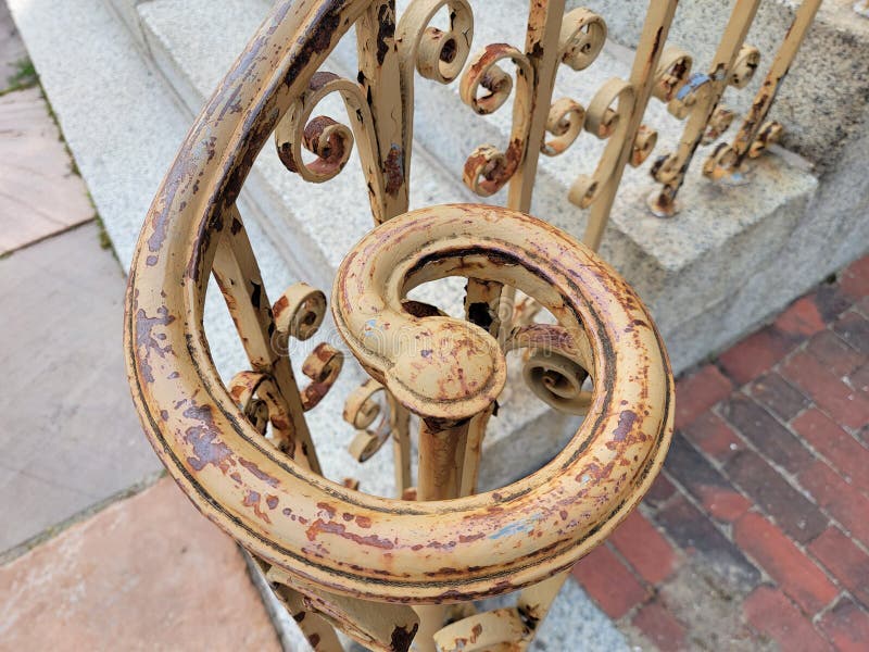 Rusted Iron or Metal Handrail or Bannister on Stairs Stock Image ...