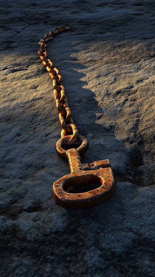 Rusted Key Chain on Rocky Surface in Dramatic Light Stock Photo - Image ...
