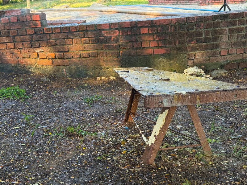 Rusted 3 Leg Triangle Bench Found in the Park in a Abandoned Condition ...