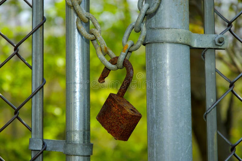 Rusted Lock stock image. Image of private, rust, gate, fence - 123497